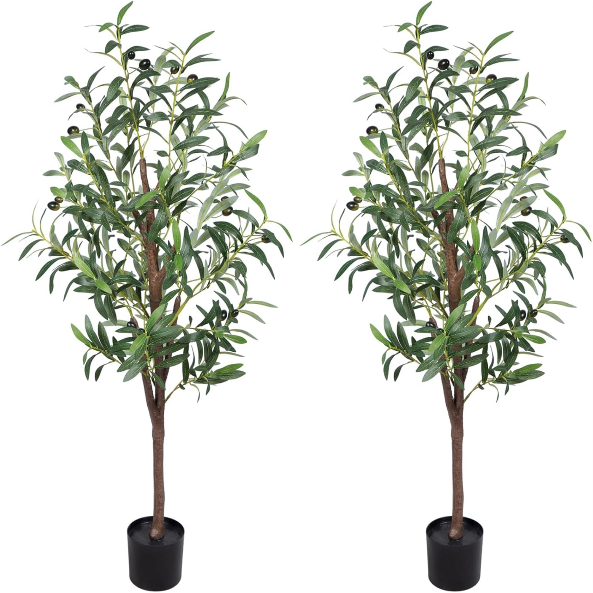 Dakota Fields 4 Feet Tall Simulated Olive Tree Set (2 Trees) with Trunk ...