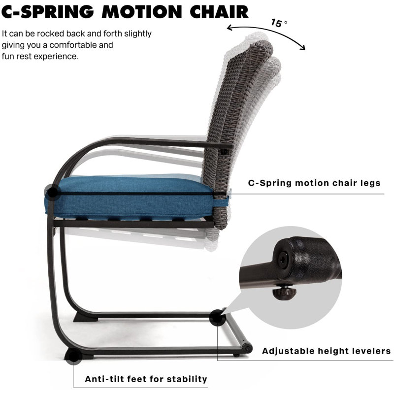 Grand Patio Outdoor Patio Seating Conversation Set Spring Motion Wicker ...