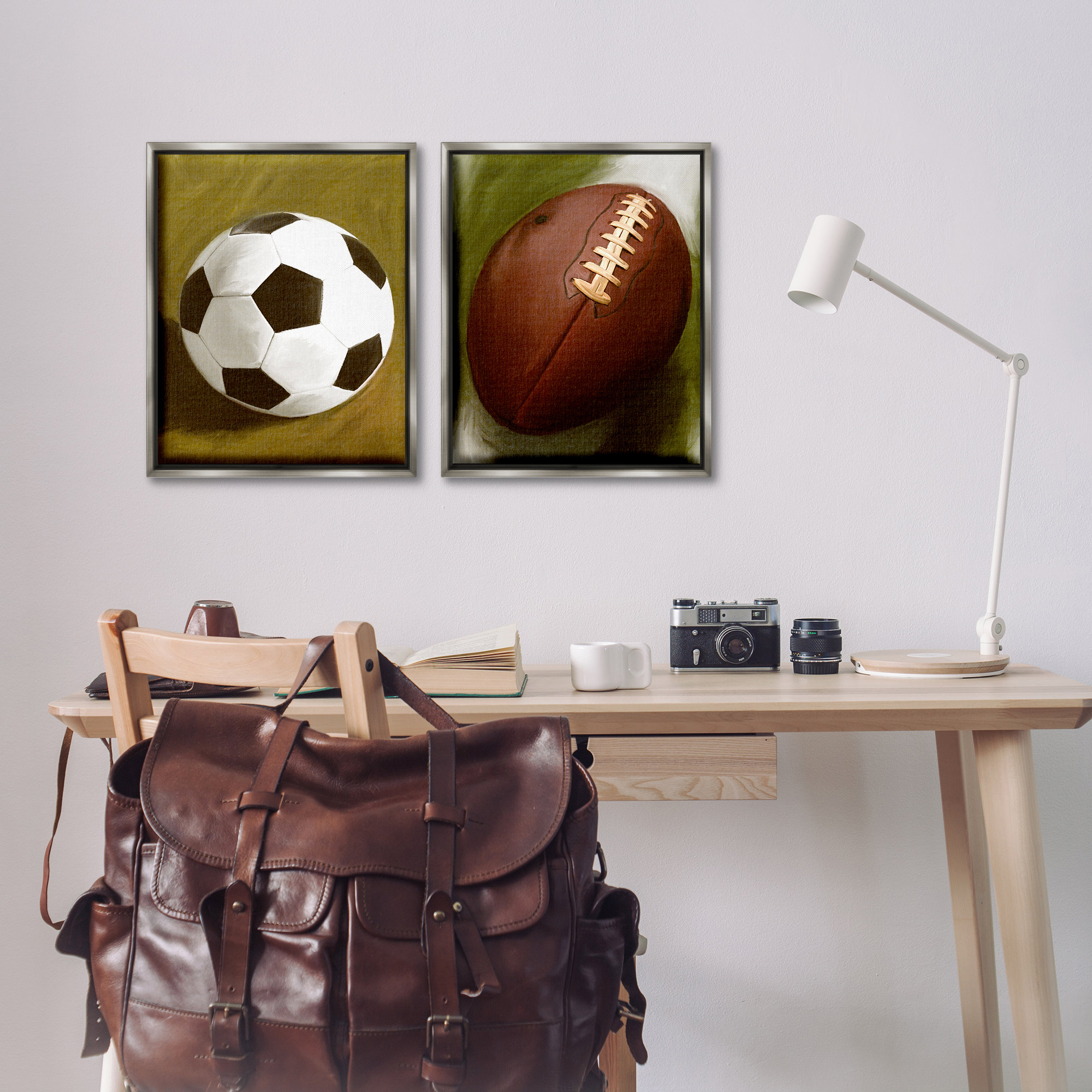 Lark Manor™ Soccer & Football Traditional 2 PC Framed Floater Canvas ...