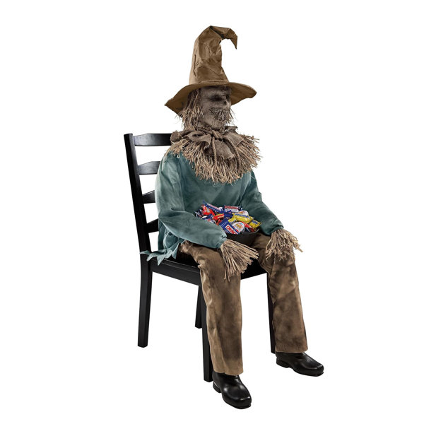 The Holiday Aisle® Scary Sitting Scarecrow Animatronic,Decorations ...