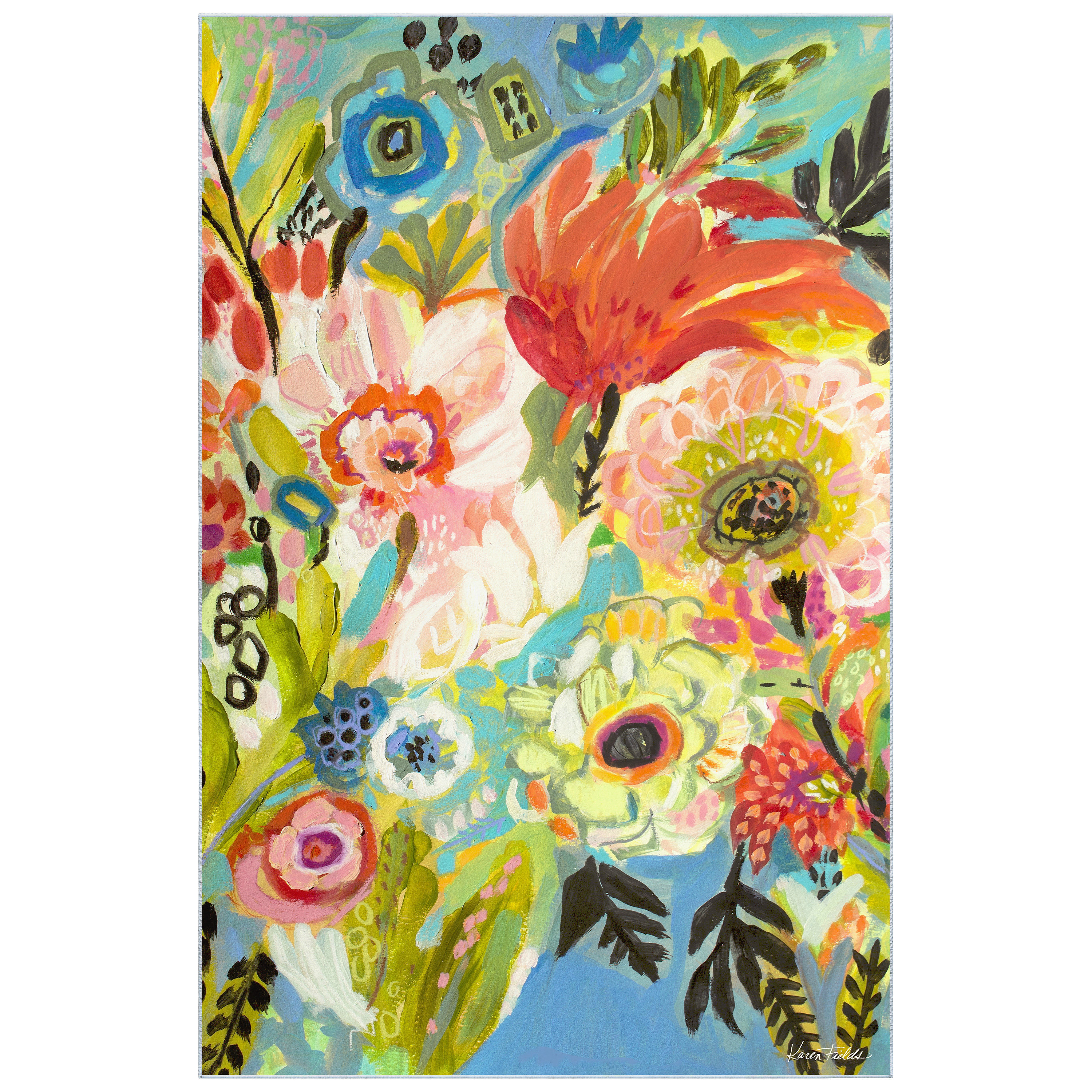 Empire Art Direct Secret Garden Floral III Washable Area Rug, Power ...