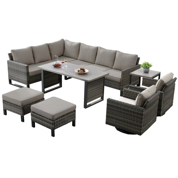Latitude Run® Joevan 8 - Person Outdoor Seating Group with Cushions ...