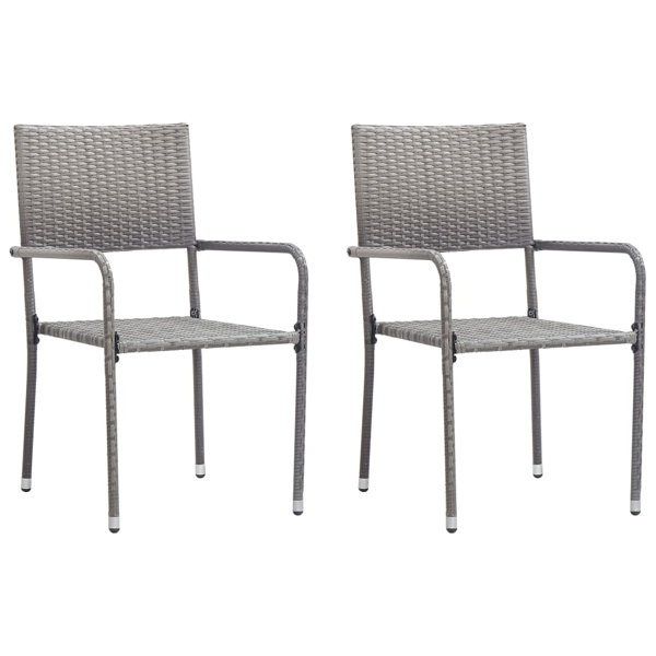 Winston Porter Patio Dining Chairs 2 Pcs Stackable Gray Poly Rattan ...