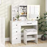 Latitude Run® Vanity Desk with Sliding Mirror and Lights Makeup Table ...