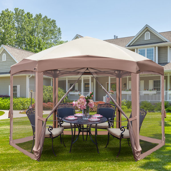 Outopee Outdoor Hexagon 6-Sided Mesh Opening Canopy Gazebo - Wayfair Canada