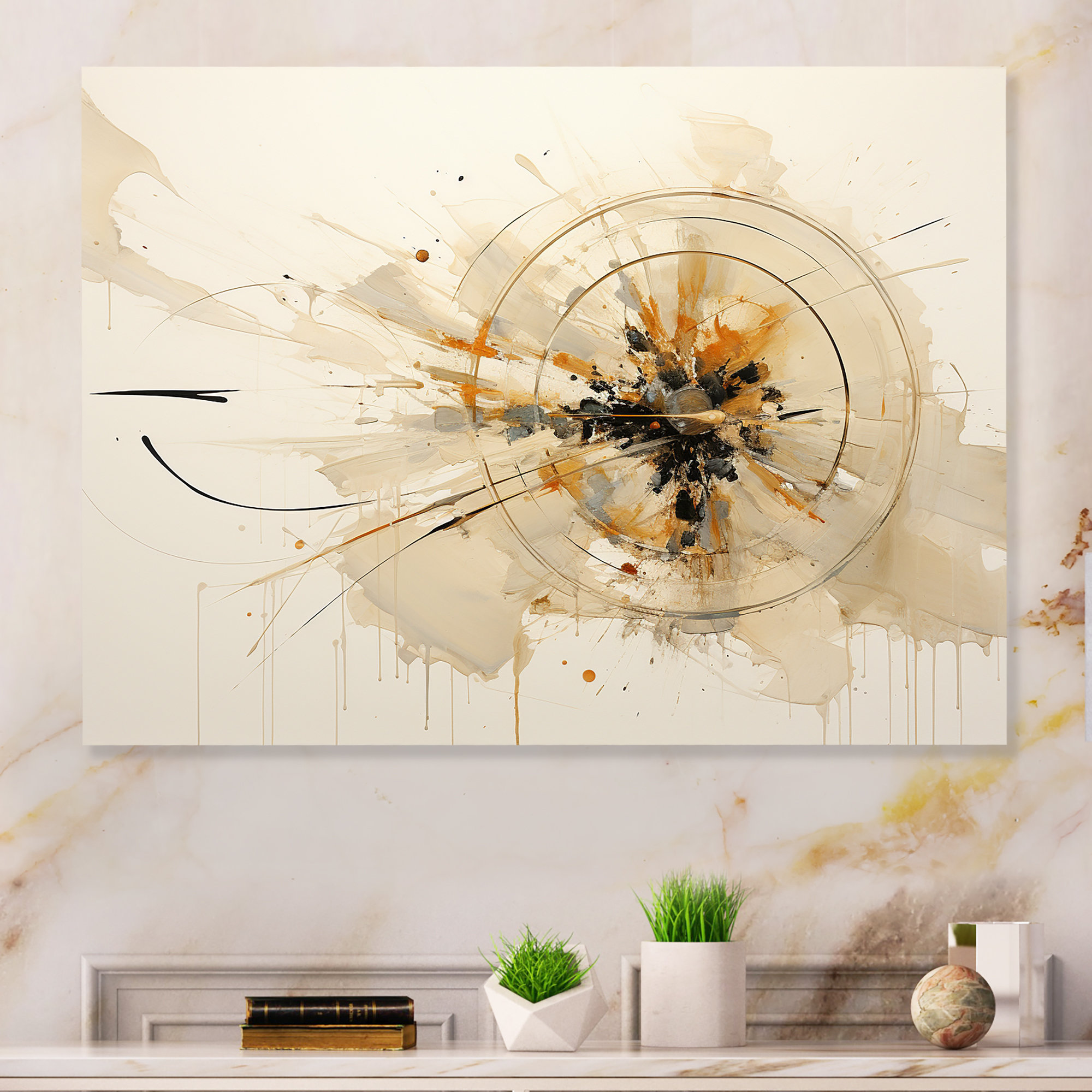Design Art Beige Abstract Archery Collage - Abstract Collages Metal ...