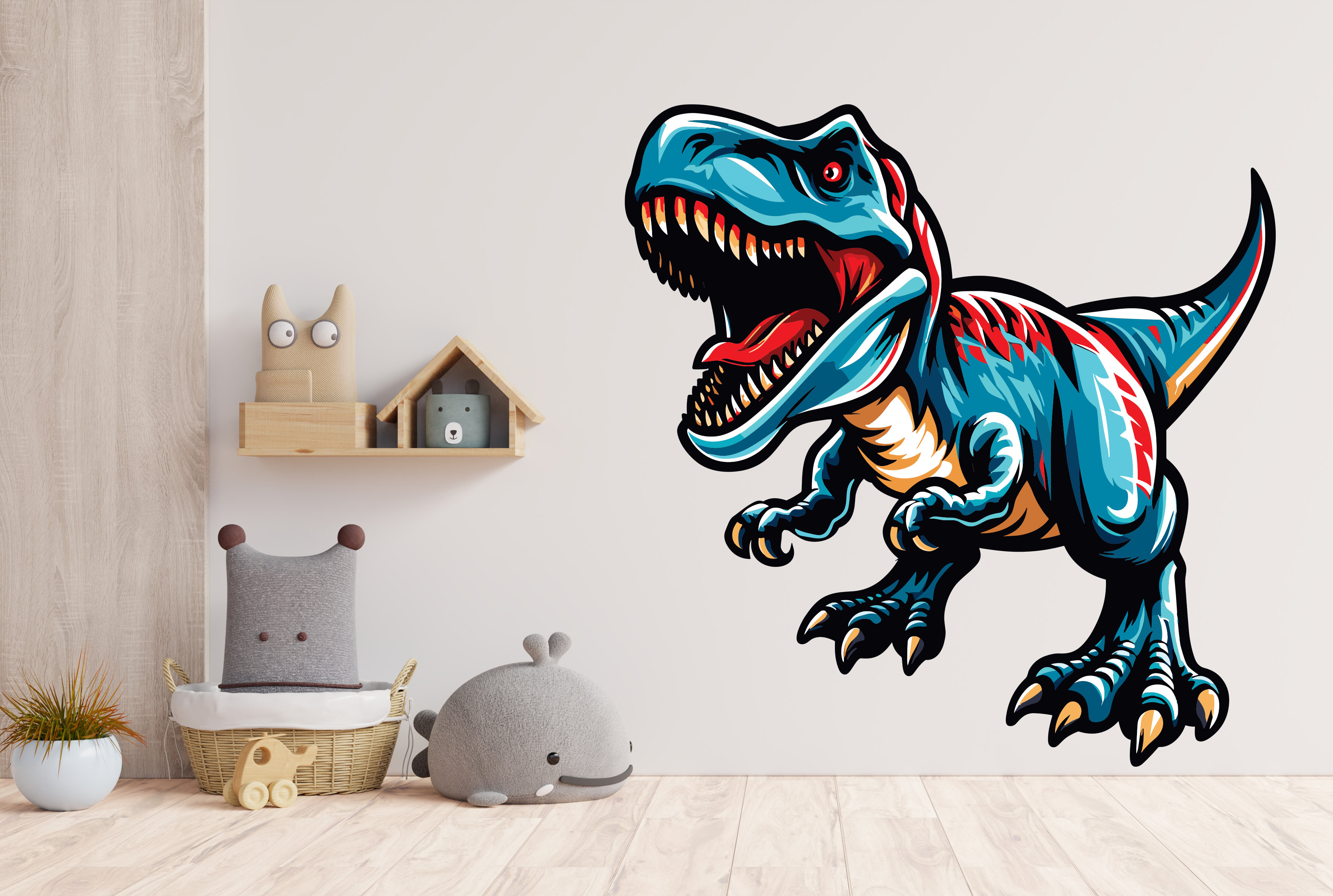 Bungalow Rose Dinosaur Wall Decal, Dinosaur Wall Art, Dinosaur Room ...