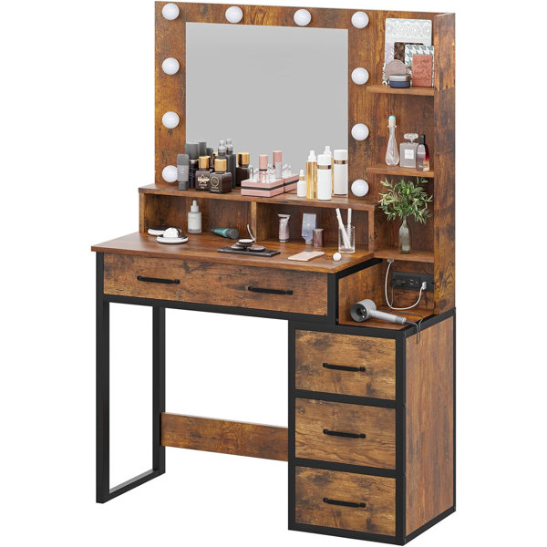 17 Stories Malaisia Vanity Set with Mirror "& Reviews" | Wayfair