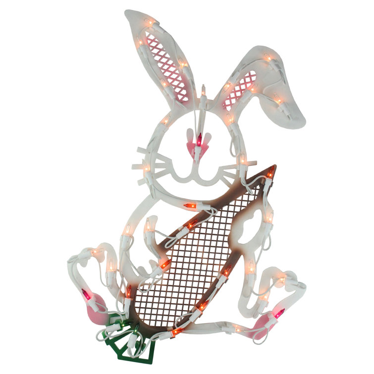Northlight 17" White LED Lighted Easter Bunny Rabbit Spring Window ...