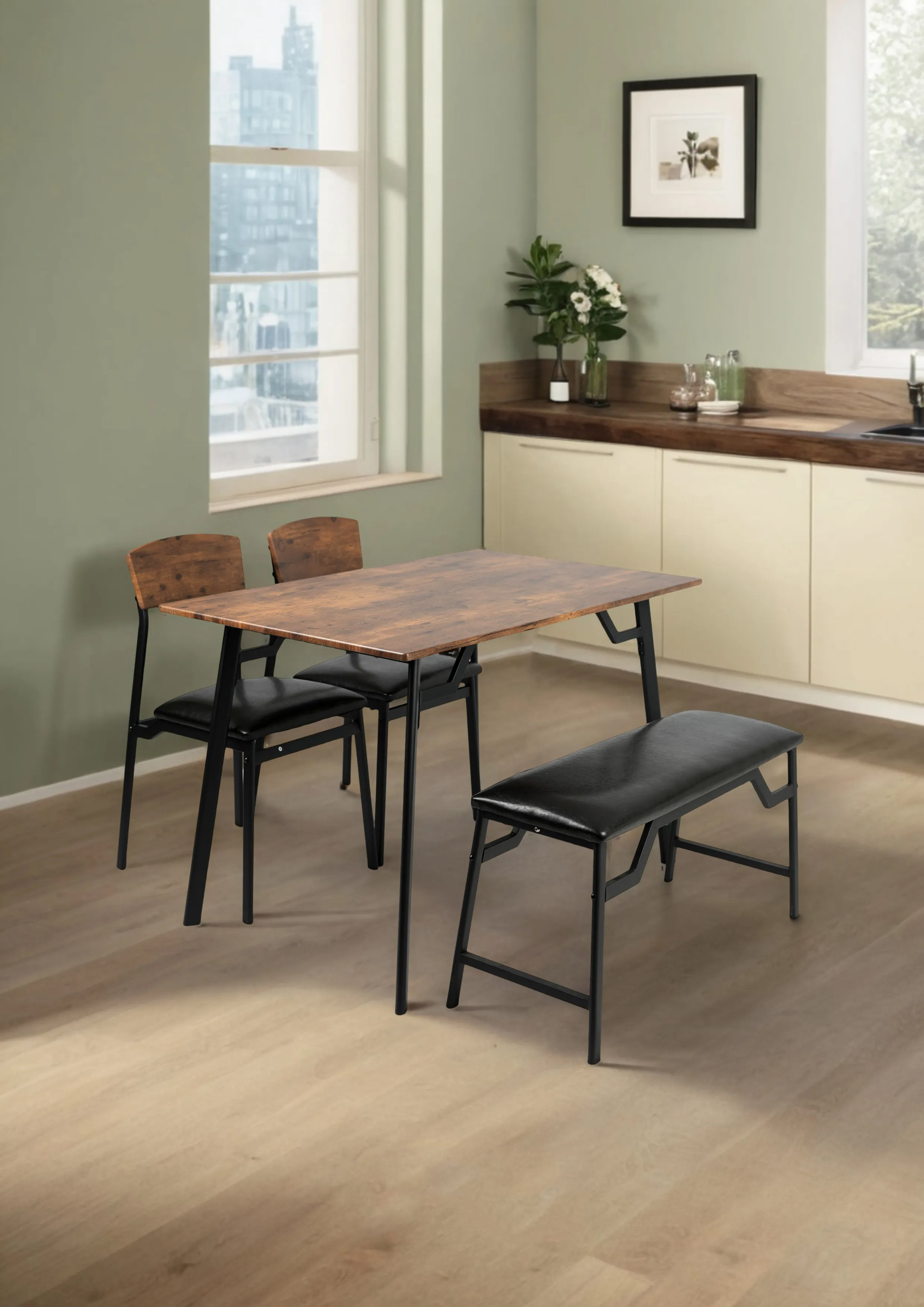 17 Stories Modem 4 Piece Dining Table Set | Wayfair