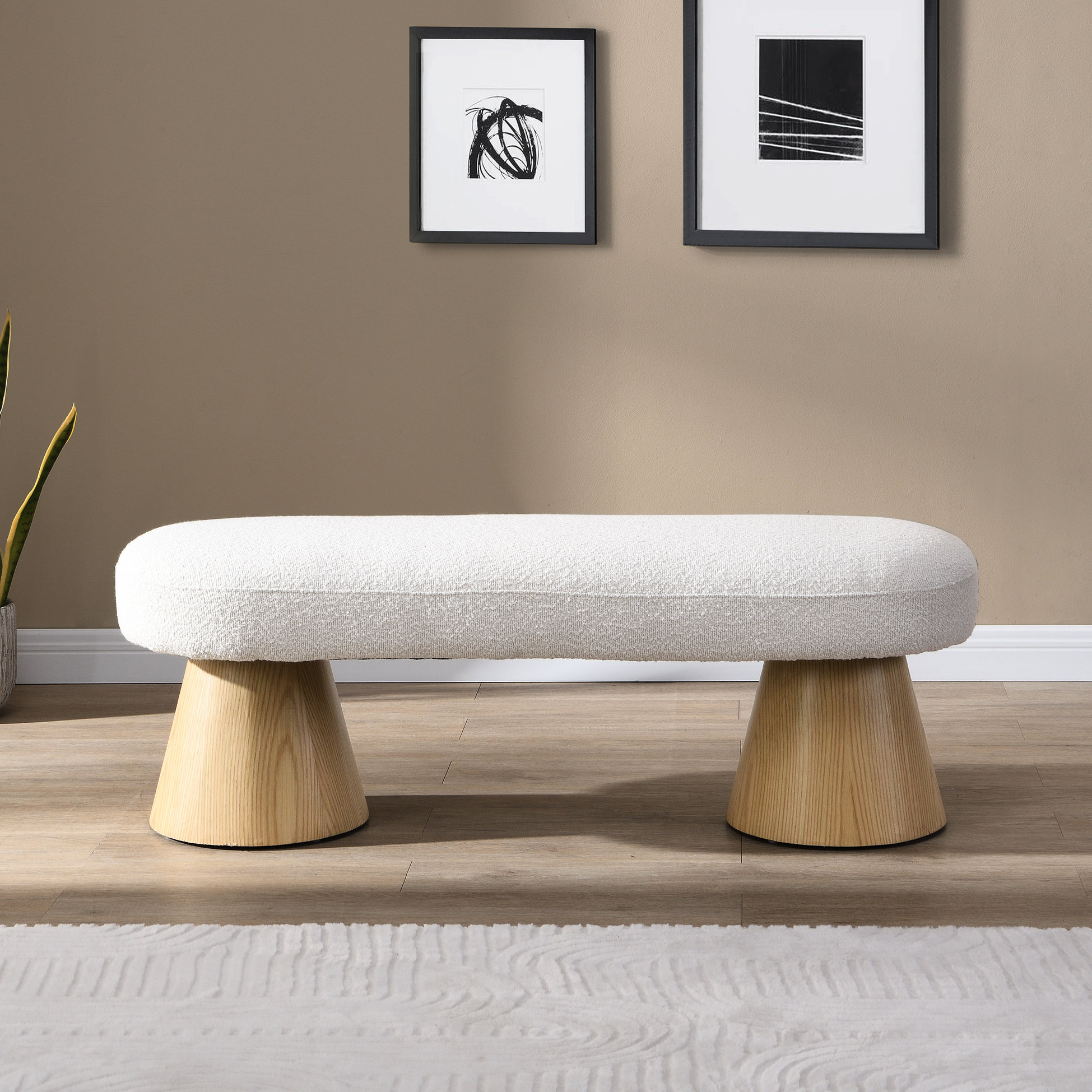 Latitude Run® Upholstered Living Room Stool Bench, Beige, 300 Lbs ...