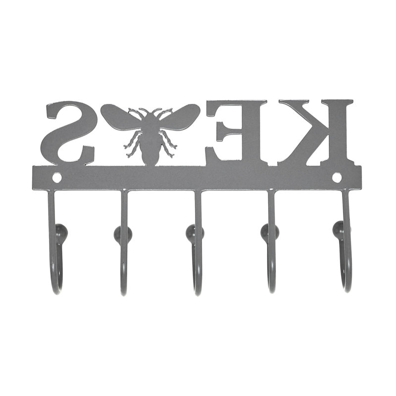 VHC Brands Buzzy Bees Metal Wall Mount Bee Key Holder Grey 3x5.3 | Wayfair