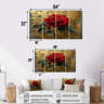 Design Art Red Rose Geometric Vintage Gold I - Rose Wall Art Decor 4 ...