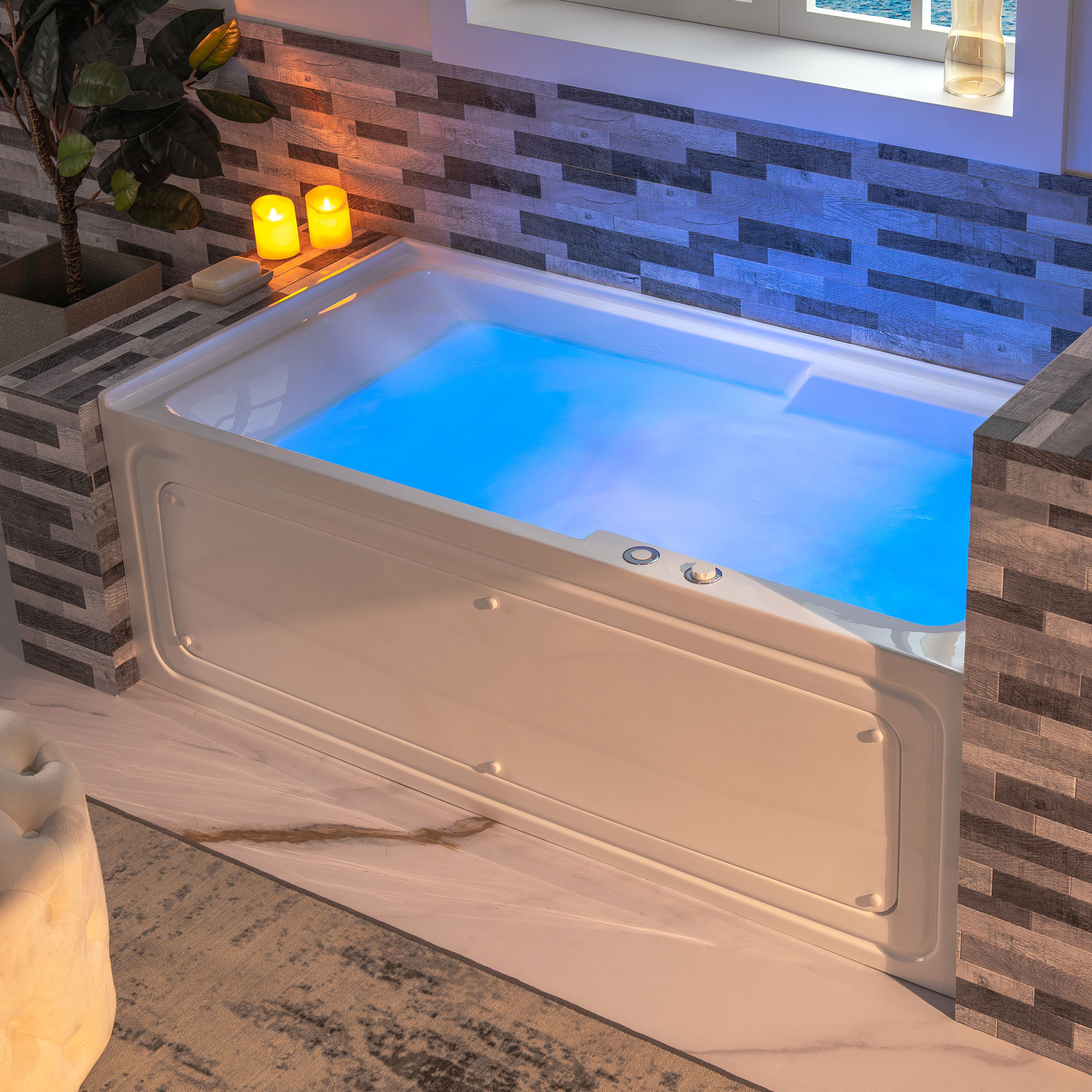 WoodBridge 60" x 30" Whirlpool Heated Rectangular Alcove Acrylic ...