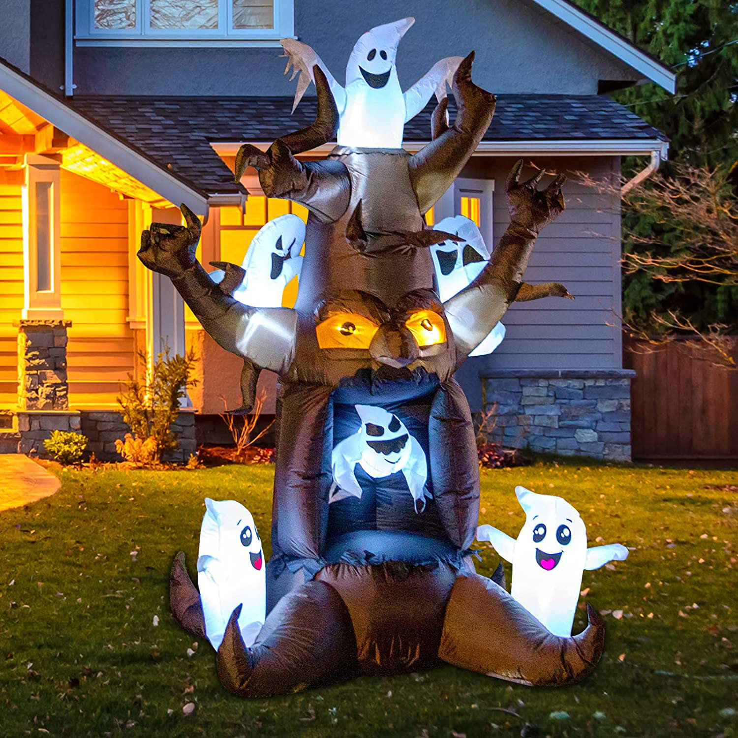 The Holiday Aisle® Halloween Inflatable 8 FT Scary Halloween Ghost Tree ...