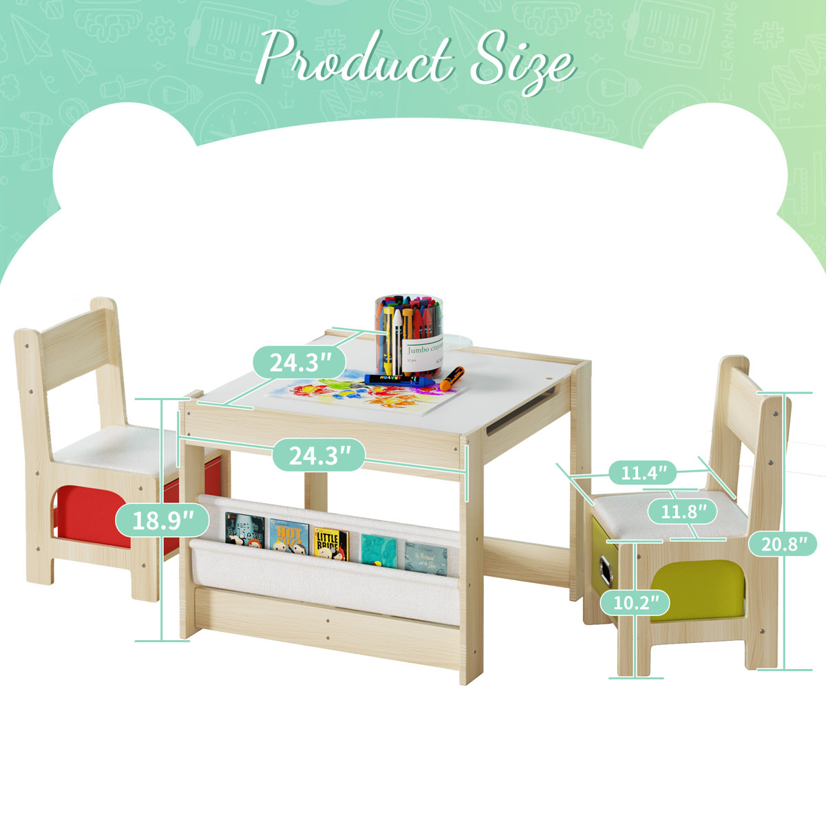 Zoomie Kids Kids Table And Chairs, Wooden Kids Table And Chair Set ...