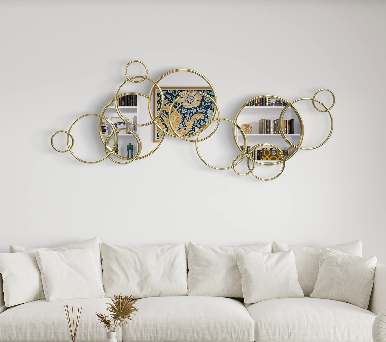 Orren Ellis Modern Wall Mirrors for Living Room Decor Overlapping Metal ...