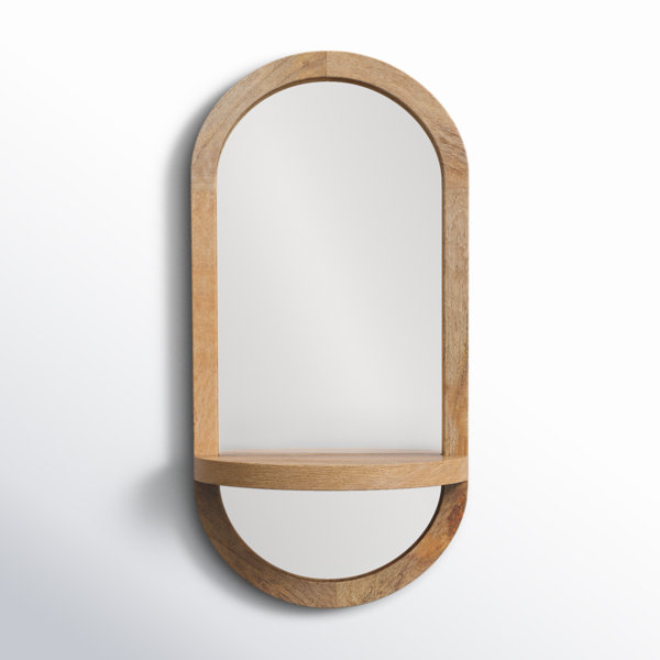 Birch Lane™ Meliora Wood Framed Capsule Mirror with Shelf & Reviews ...