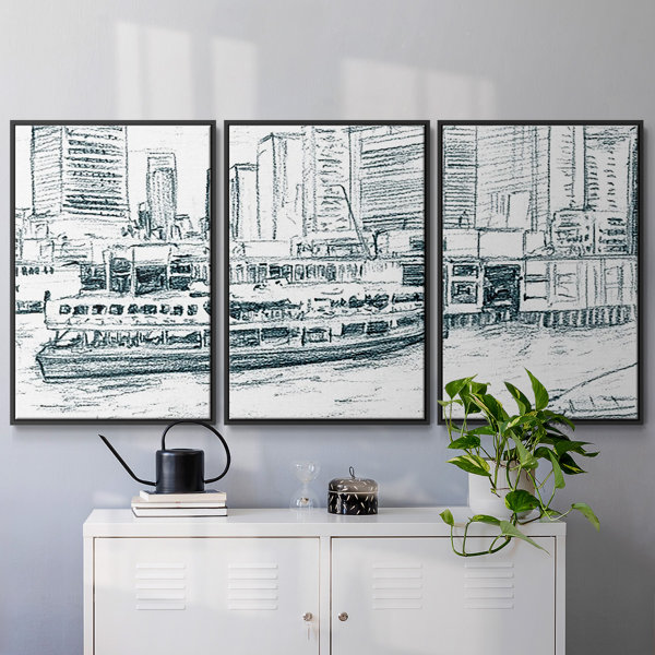 Longshore Tides Ferryboats IV Framed On Canvas 3 Pieces Print - Wayfair ...