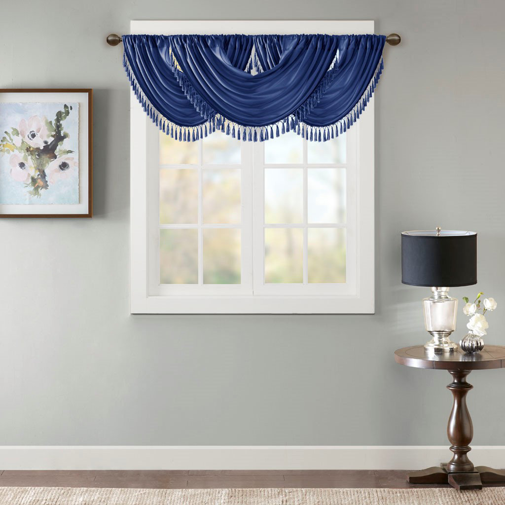 Gracie Mills Aurelius Faux Silk Sheen Waterfall Embellished Valance ...