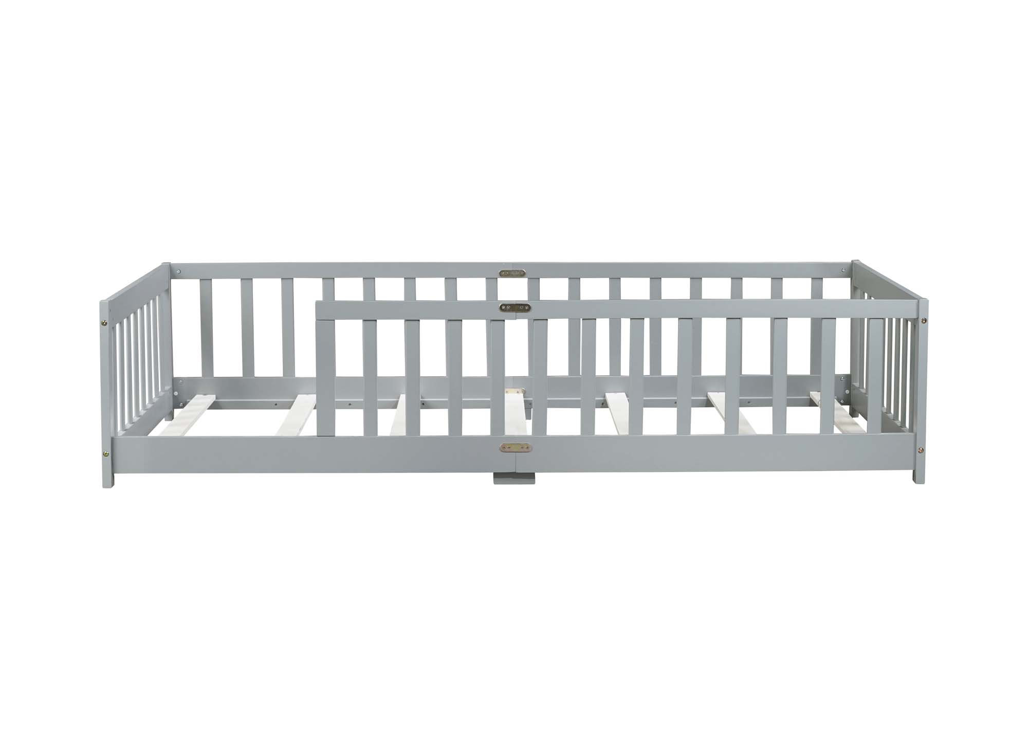 Ophelia & Co. Twin Size Floor Bed With Fence Without Door,Rubber Wood ...