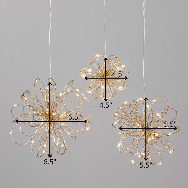 The Holiday Aisle® 6.5"H, 5.5"H & 4"H Sullivans Christmas Lighted Gold ...