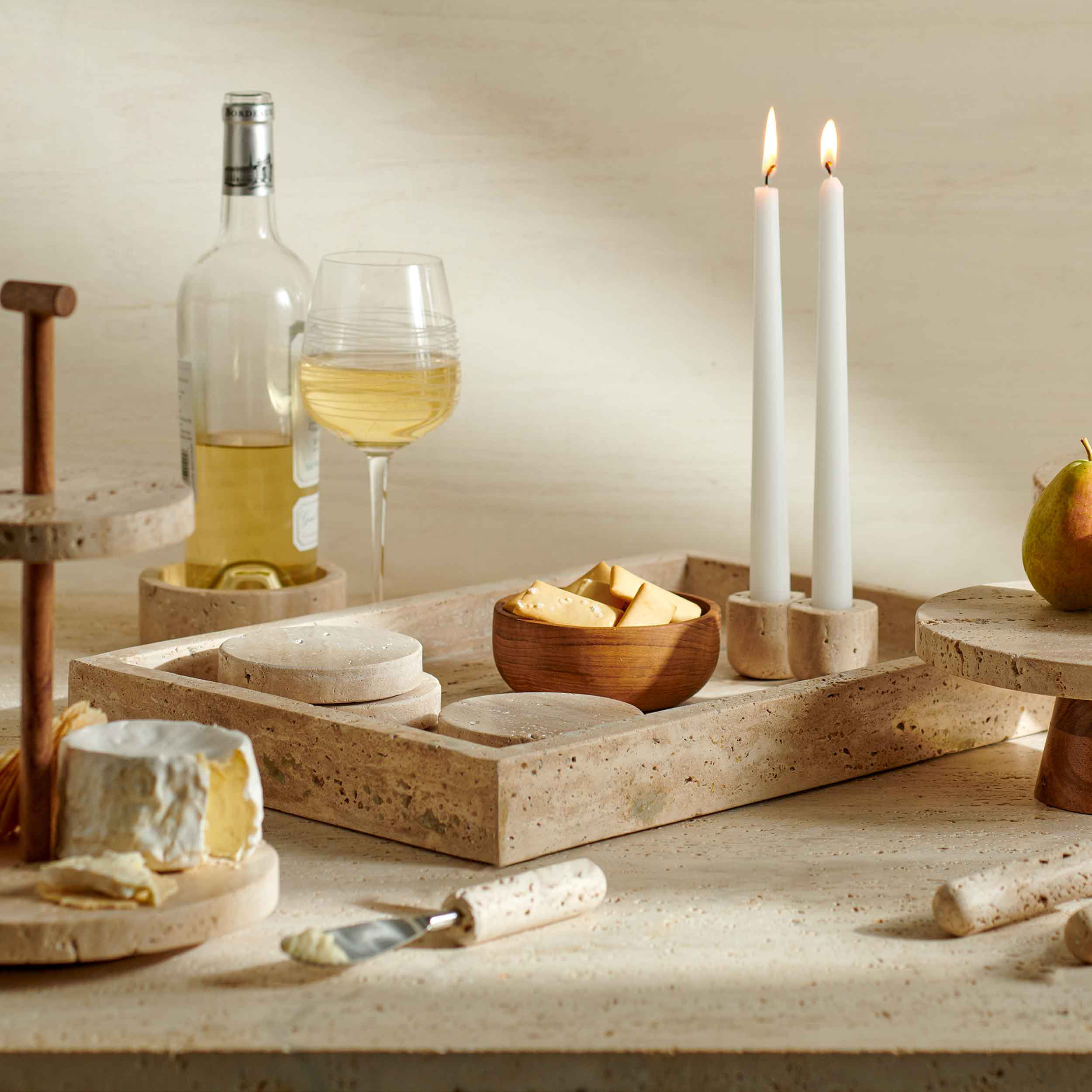 Loon Peak® Erund Travertine Tray | Wayfair