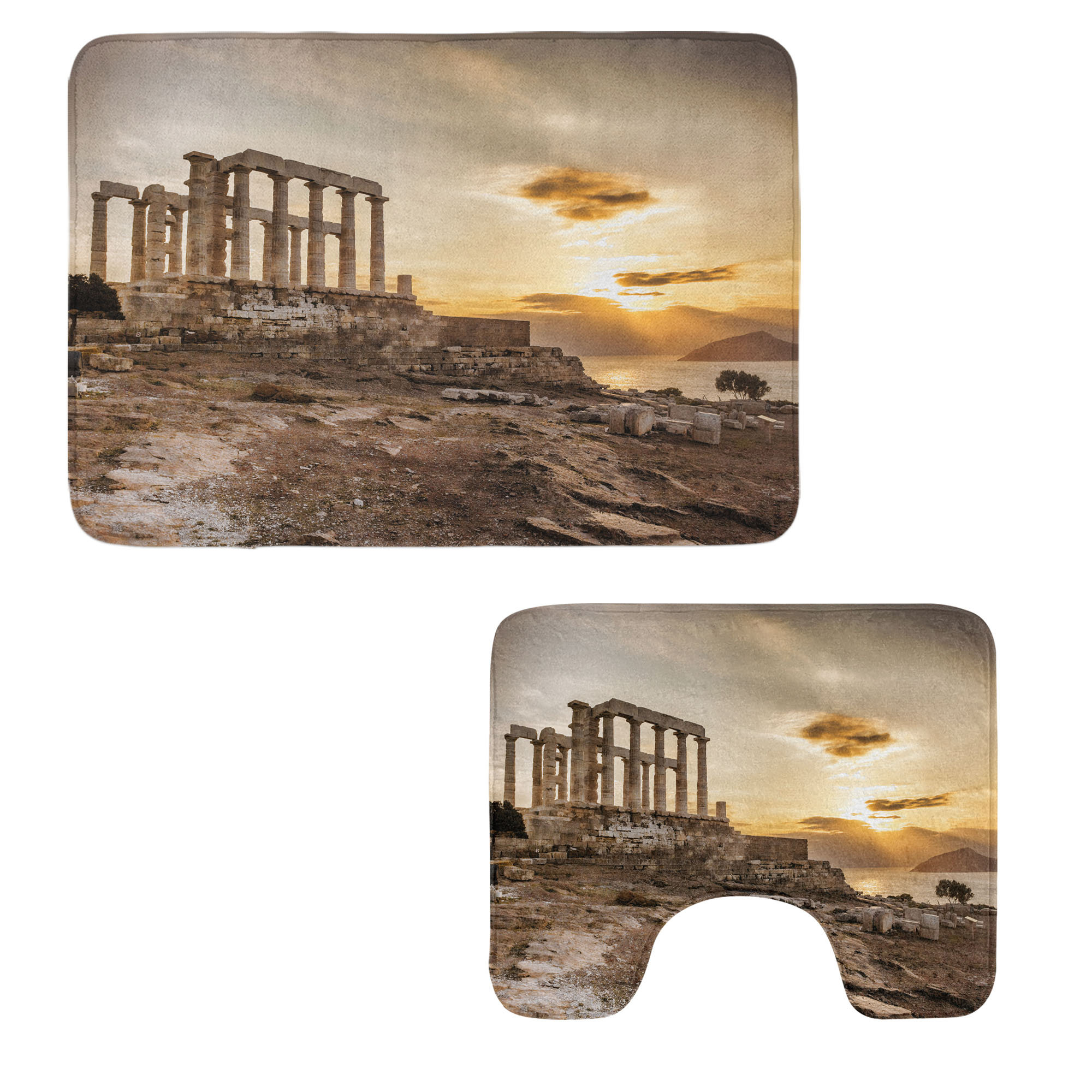 East Urban Home Pillar Bathroom Rug Set 2 Pieces Rectangle & Contour ...