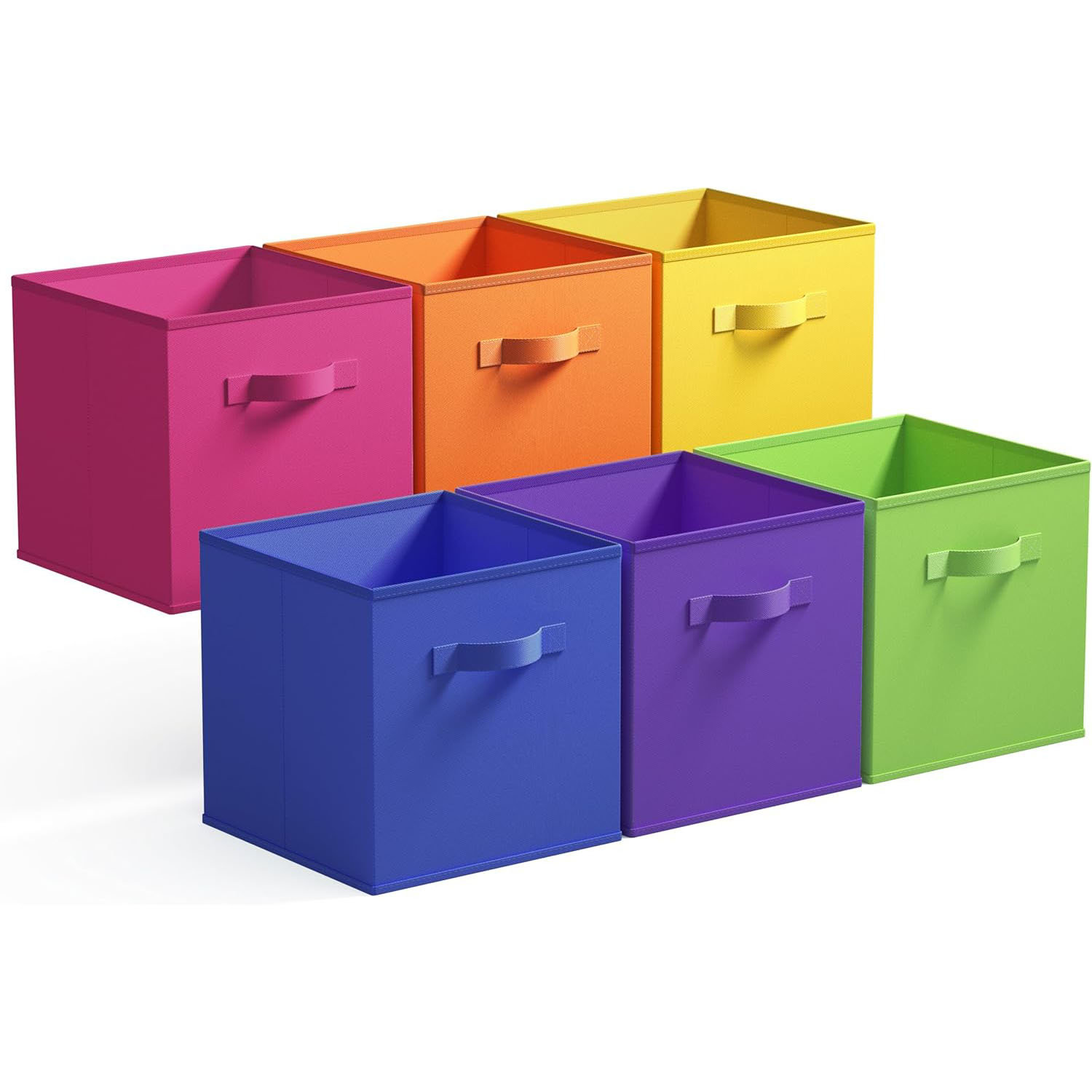 Latitude Run® 13 Inch Cube Storage Bins, Colorful Storage Cubes, Fabric ...