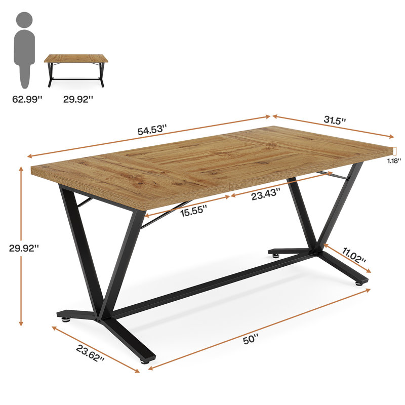 17 Stories Modern Executive Desk, 55-Inch Simple Office Computer Desk ...
