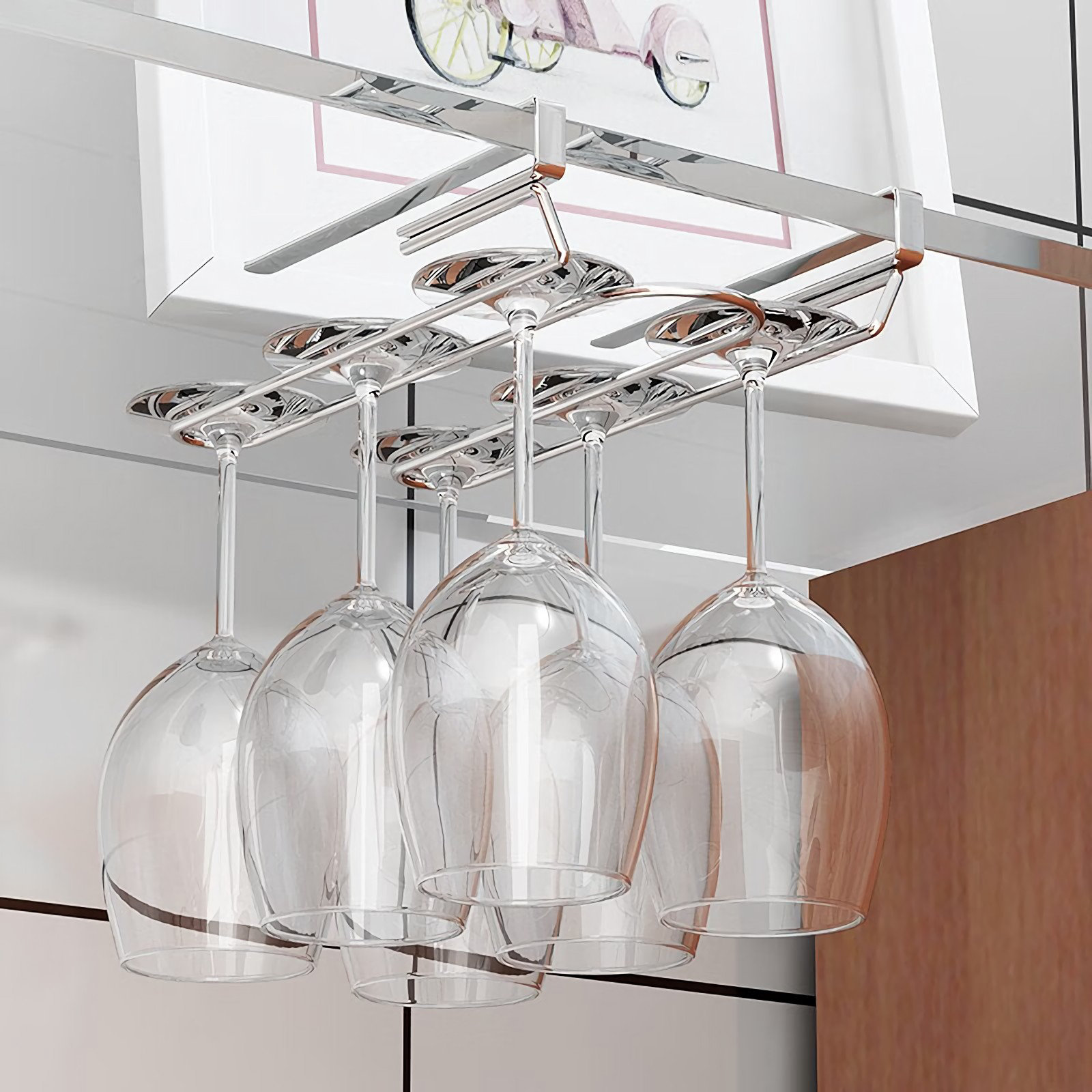 Mint Pantry® 304 Stainless Steel Inverted Wine Glass Rack – Space ...