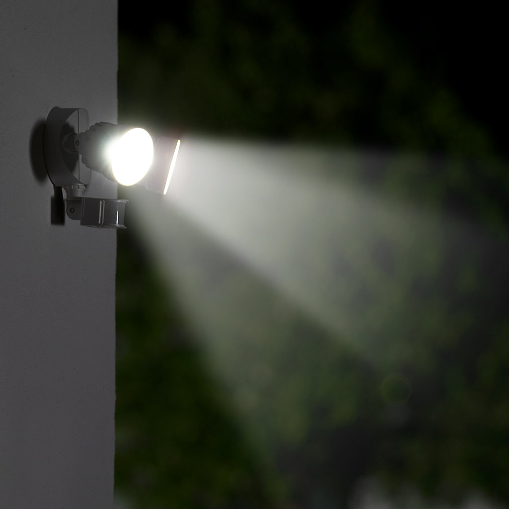 Latitude Run® Kater 15 Watt 2 - Head LED Hardwired Outdoor Security ...