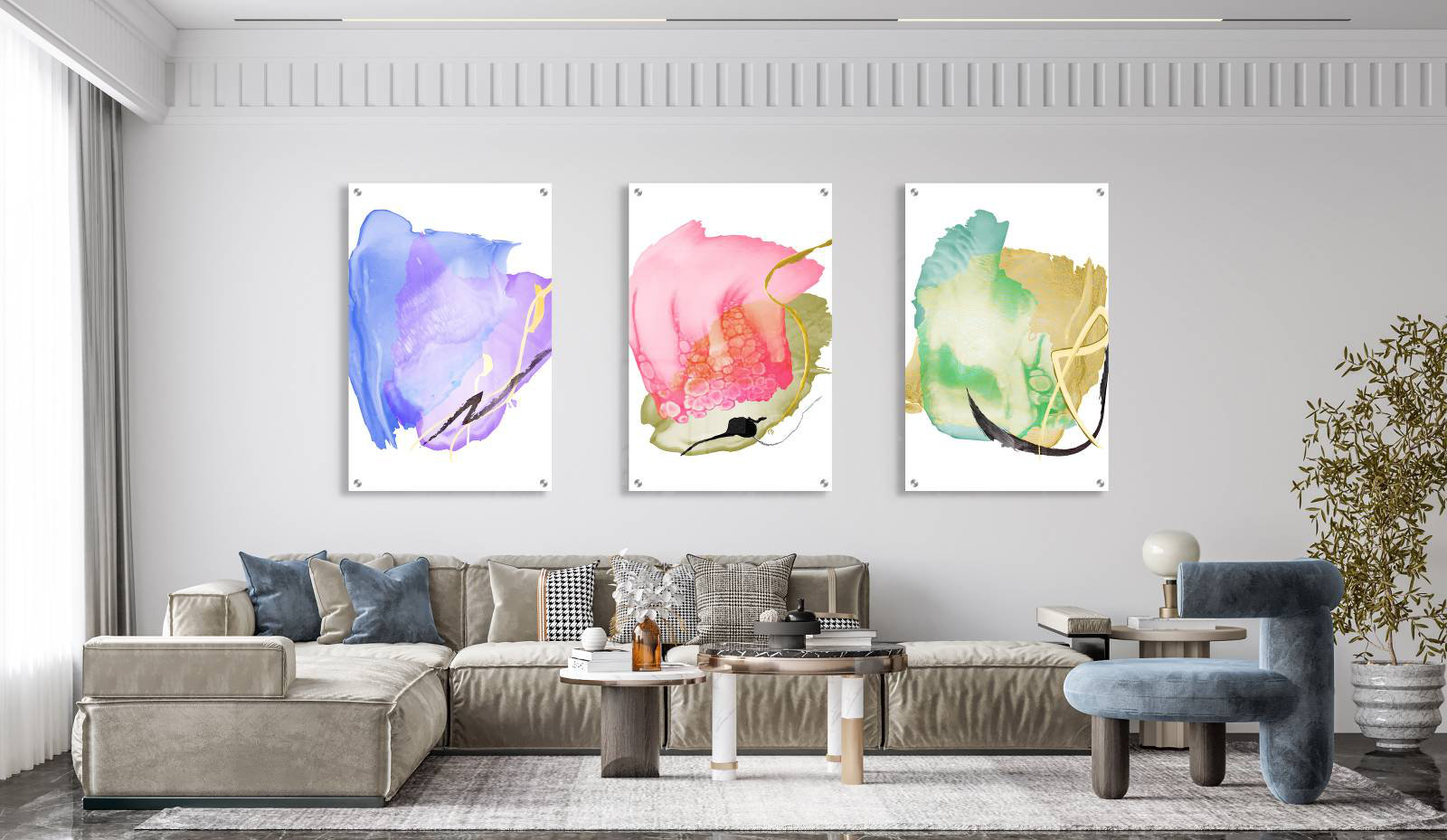 UniQstiQ Abstract Artwork Set of 3 Prints Modern Wall Art Modern ...