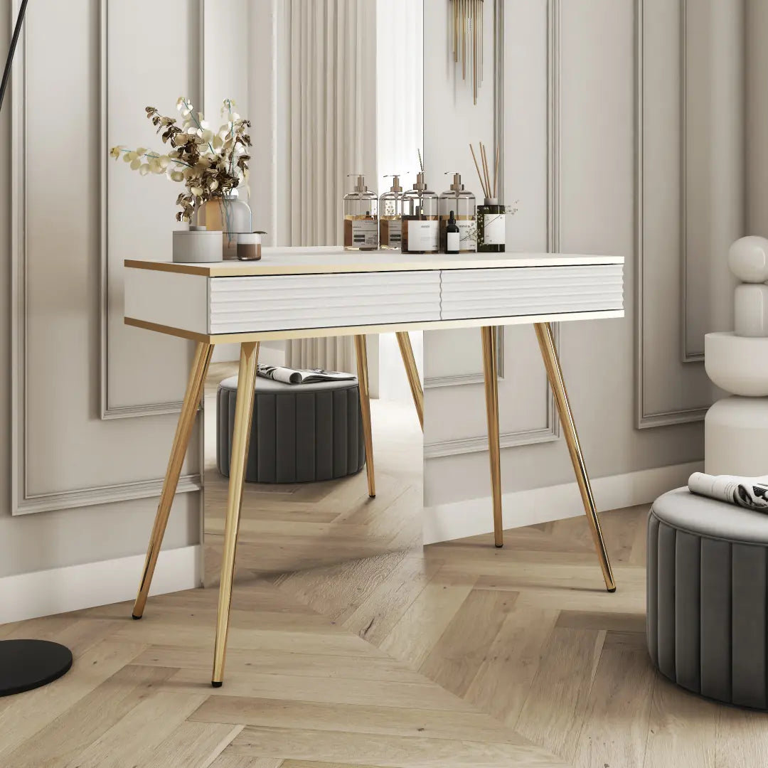 Fairmont Park Allandra Dressing Table 102cm in Beige – Warm-Toned ...