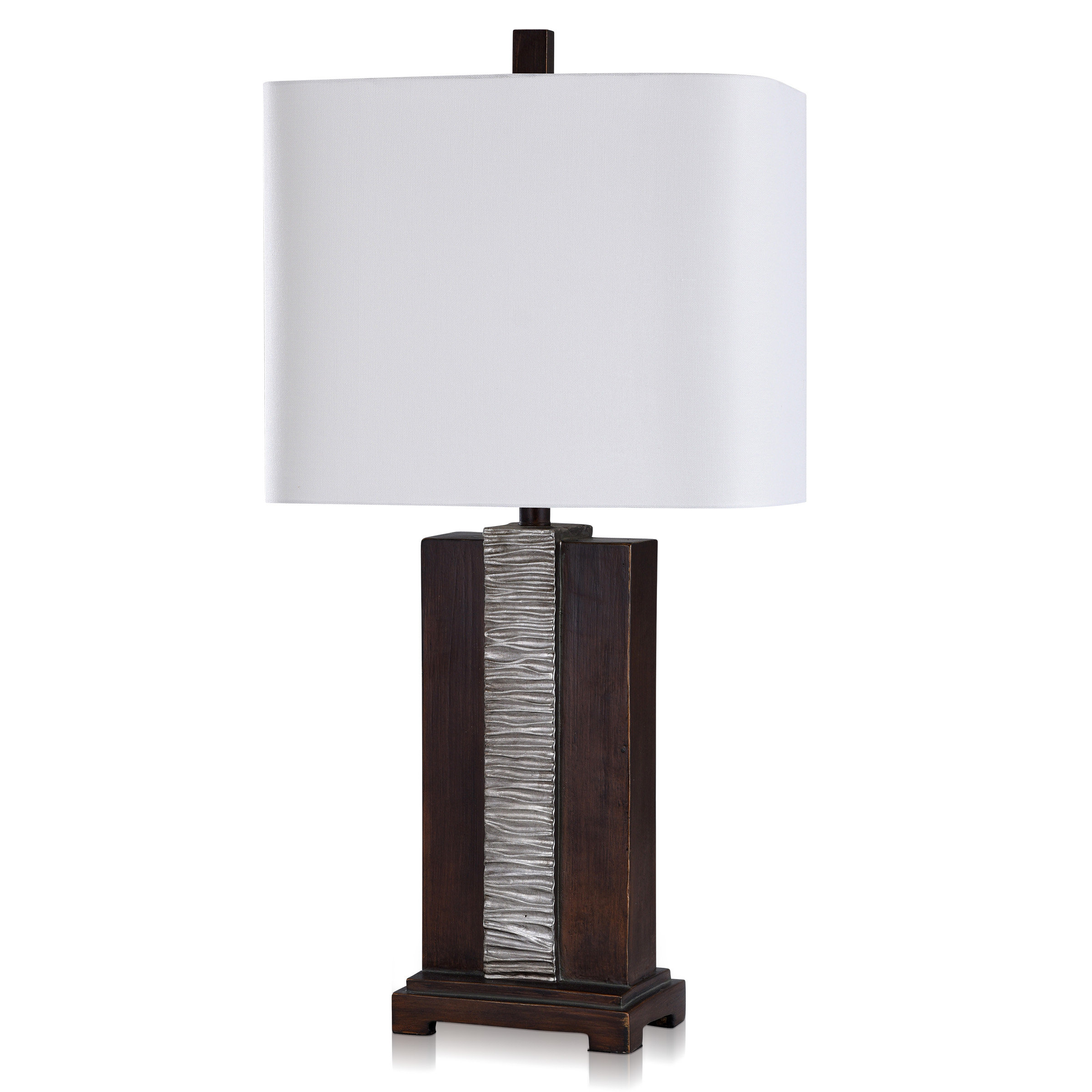 Red Barrel Studio Owen -Transitional Waterfall Resin Table Lamp - Distressed Espresso, Silver ...