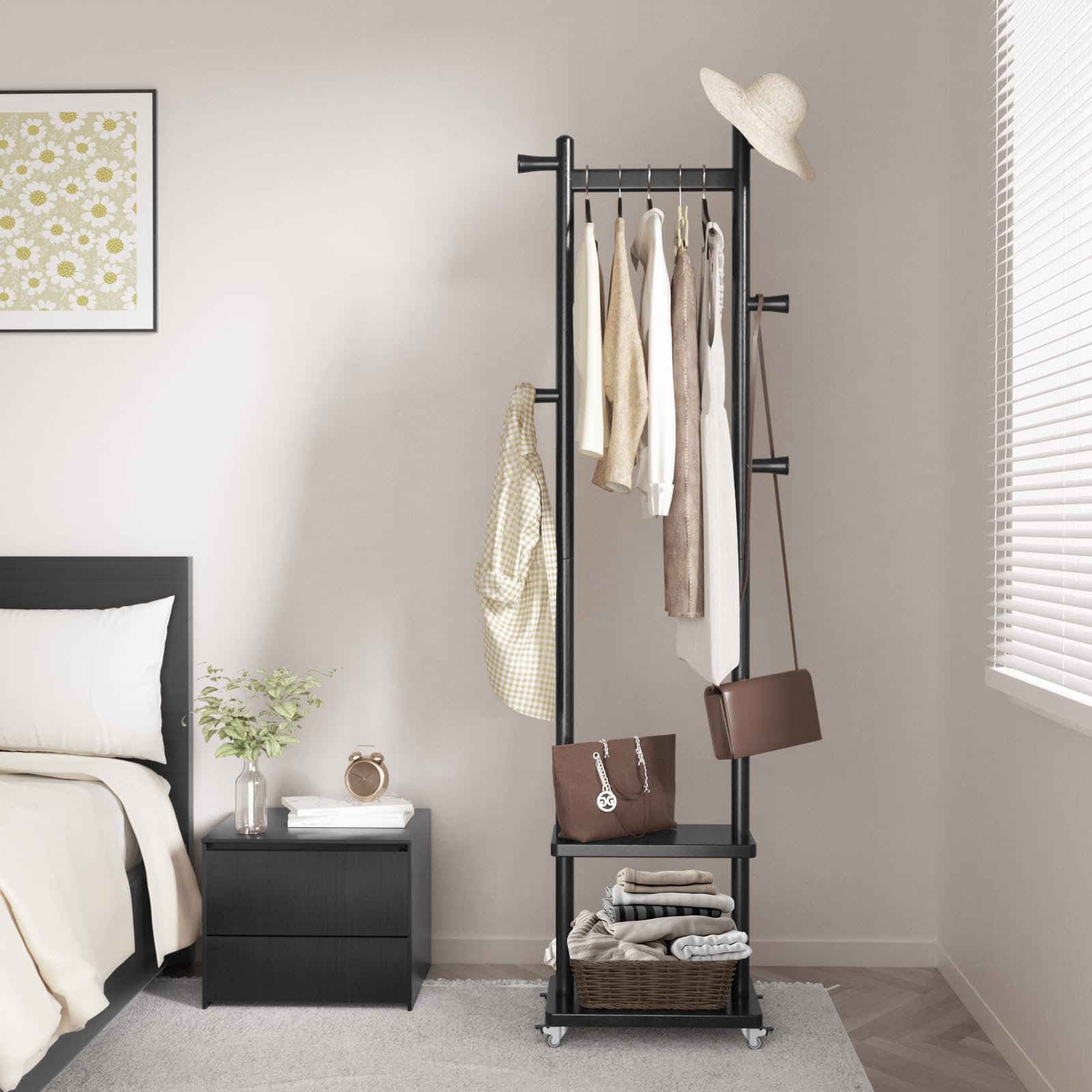 Latitude Run® Solid Wood Coat Rack Freestanding Clothing Rack - Wayfair ...