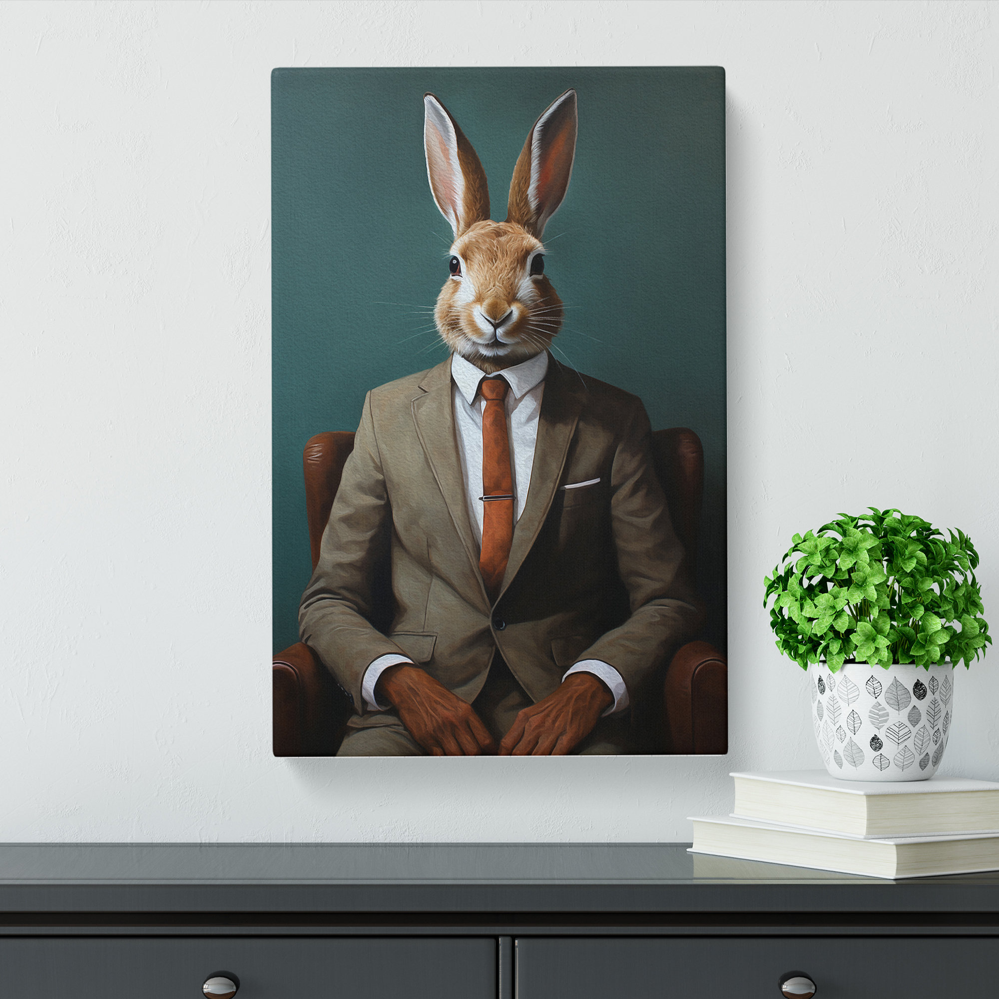 Happy Larry Rabbit in a Suit Painting No.3 | Wayfair.co.uk