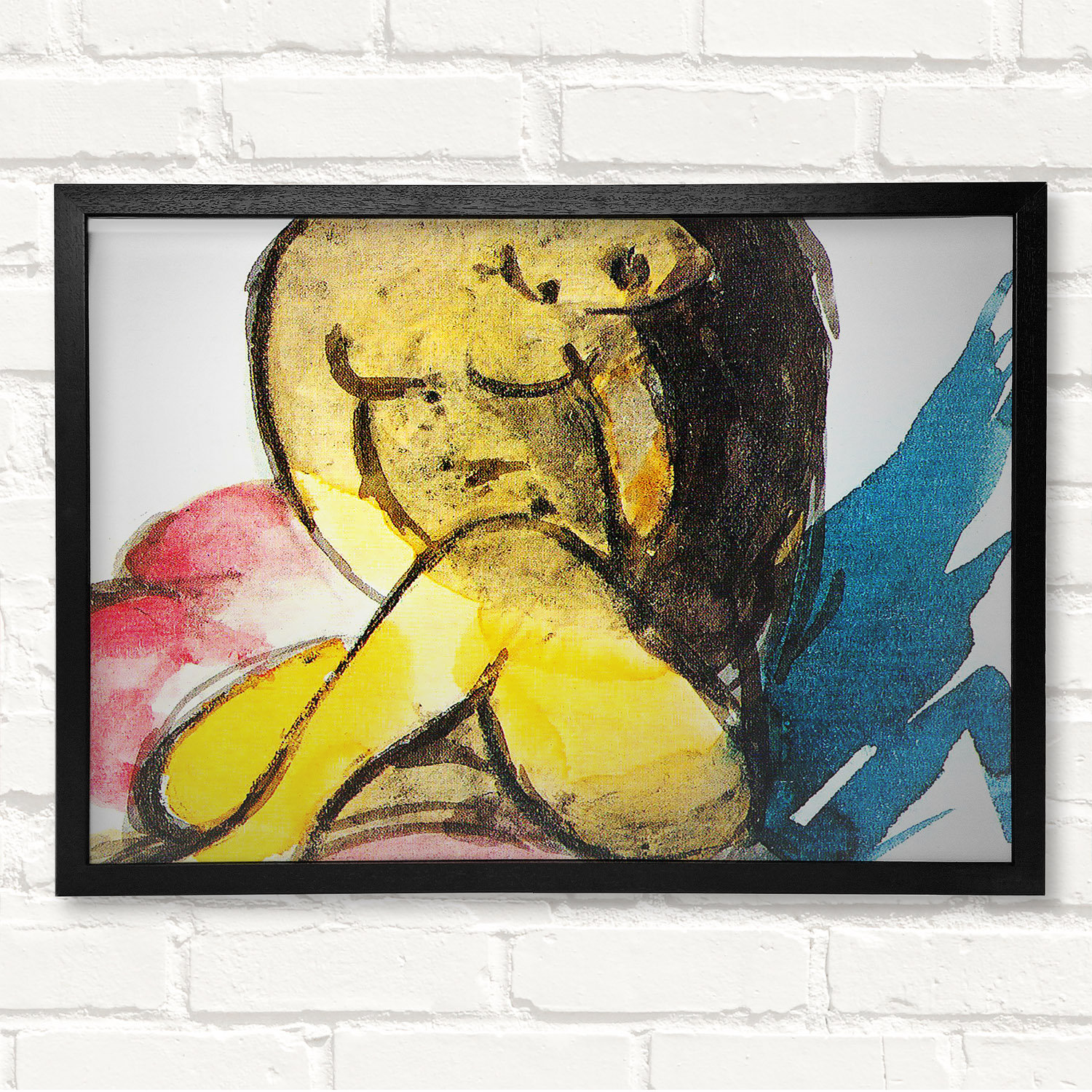 ClassicLiving Sitting Yellow Lady by Franz Marc - Closed Corner Frame ...