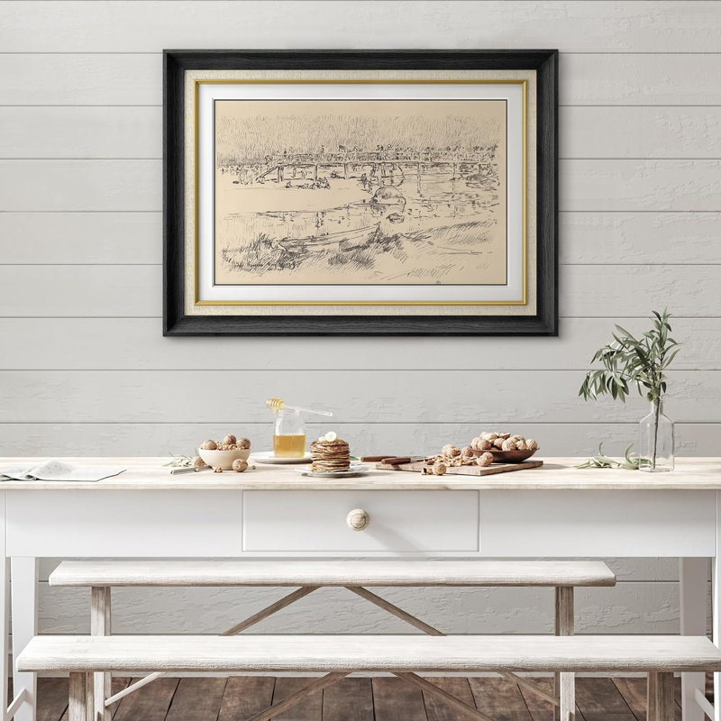 IDEA4WALL Sketch Rustic Country Landscape Framed On Paper Print | Wayfair