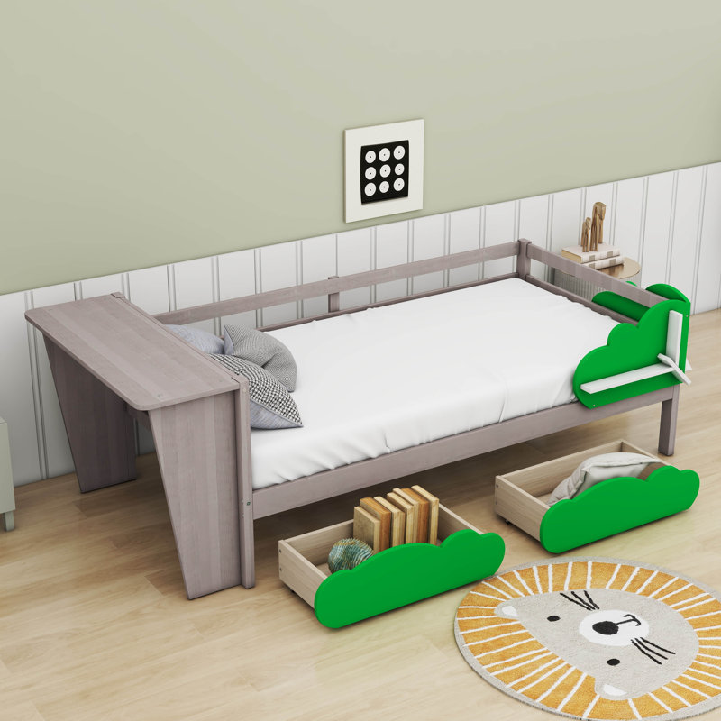 Red Barrel Studio® Jenkarlo Twin Size Daybed with Desk, Green Leaf ...