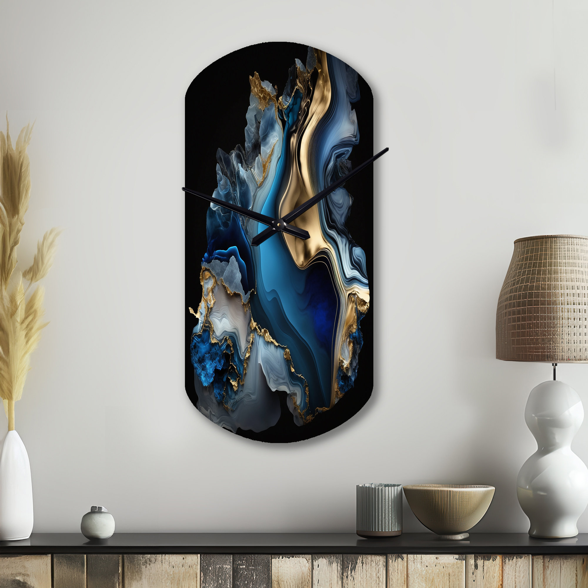 East Urban Home Dorcelus Abstract Geode Marble Blue II - Marble ...