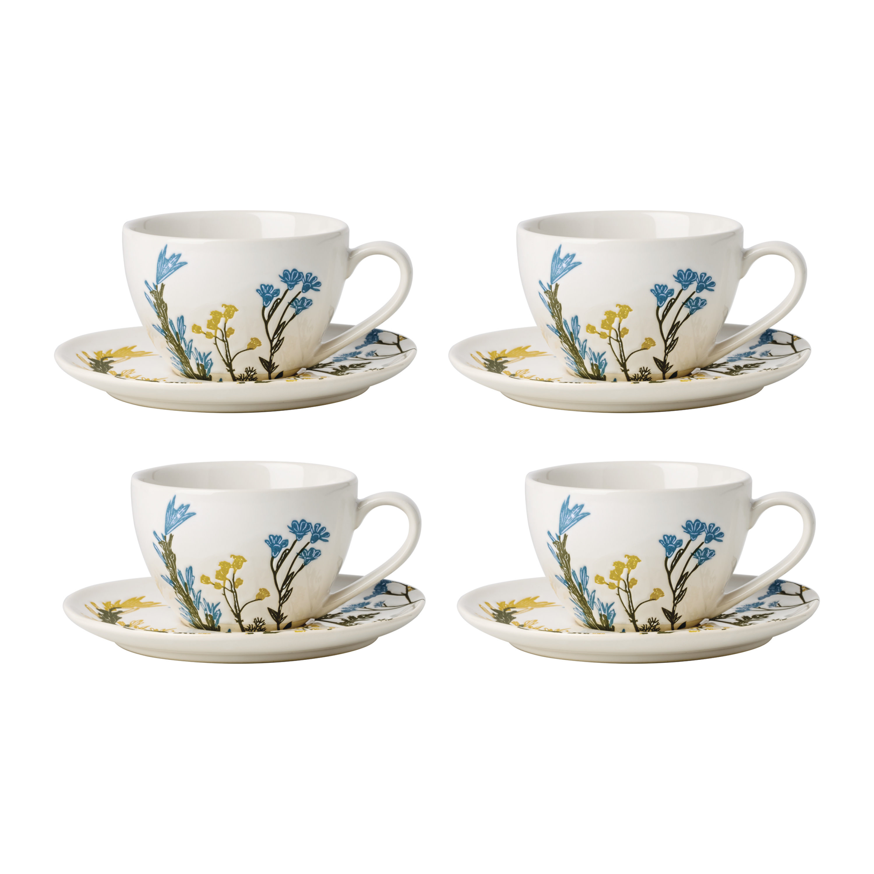 Lenox Wildflowers Tea Cup & Saucer, Set of 4 | Wayfair