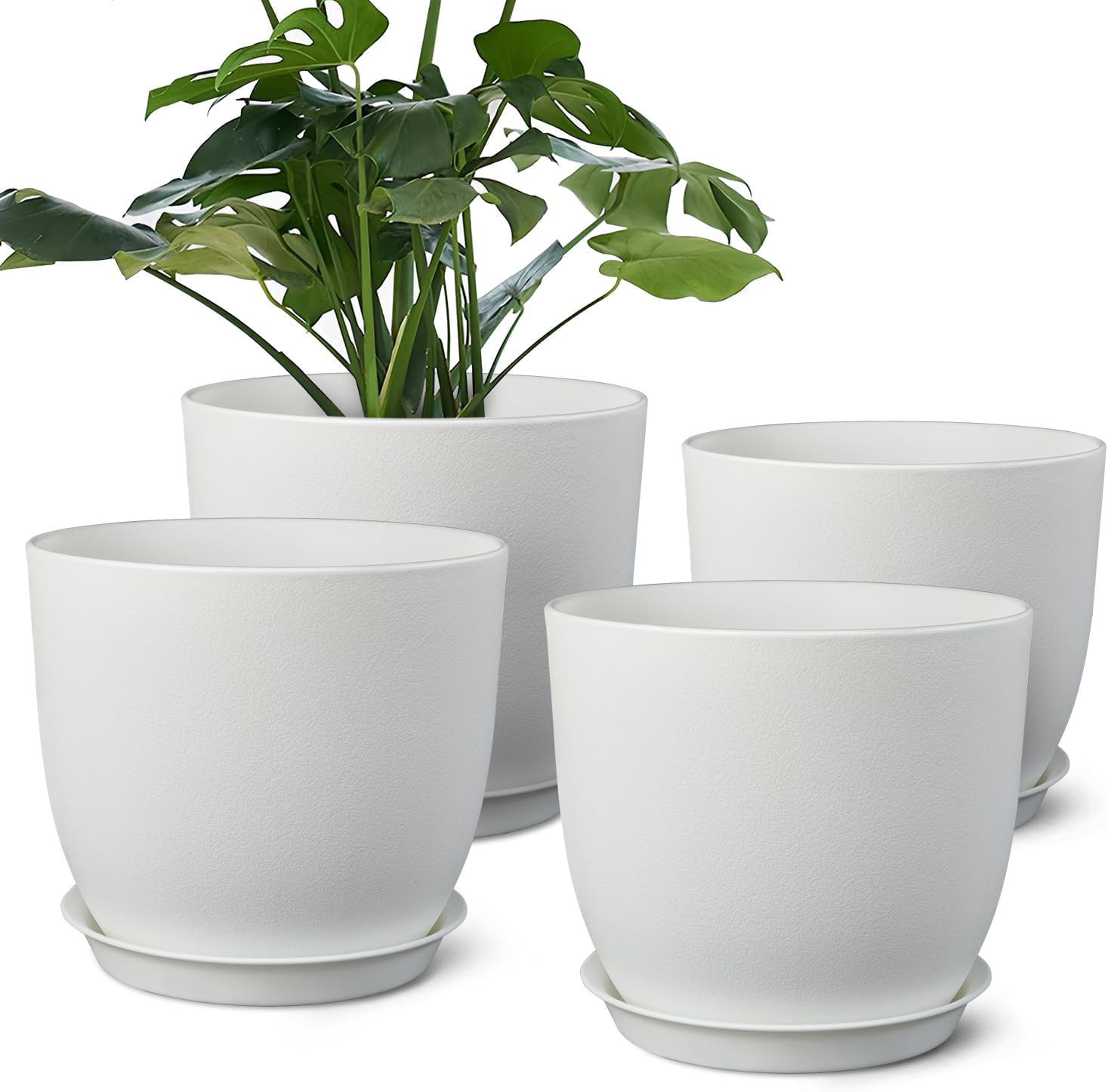 Ebern Designs 8" Plant Pots Set Of 4 White Planters With Mesh Drainage ...