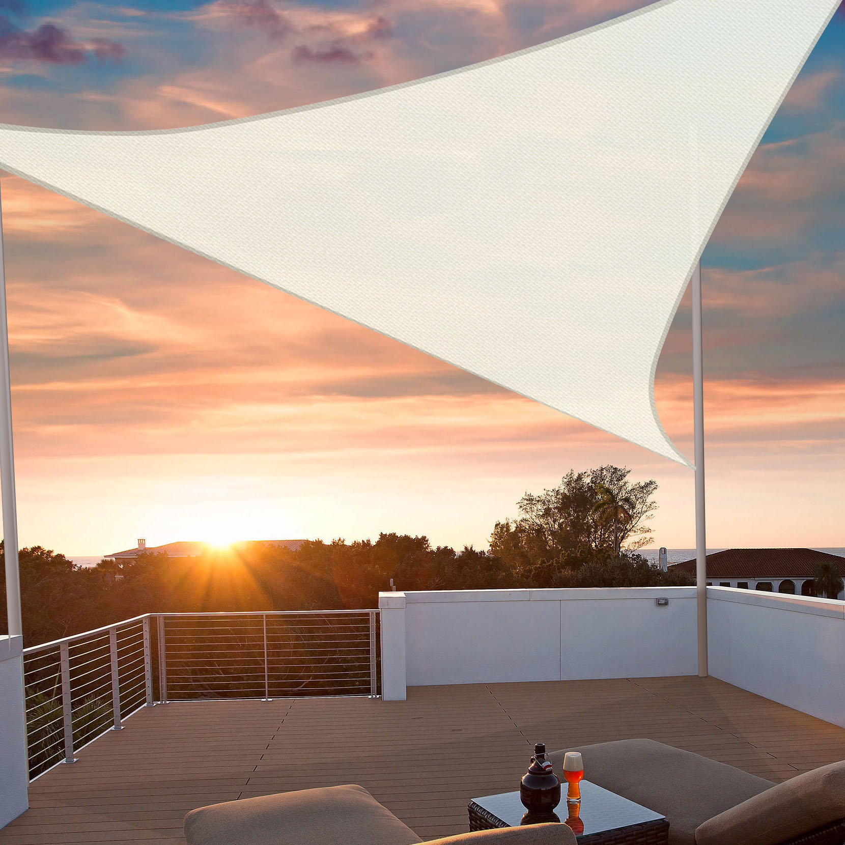 Yescom 16Ft 97% UV Block Triangle Sun Shade Sail Outdoor Patio Pool ...