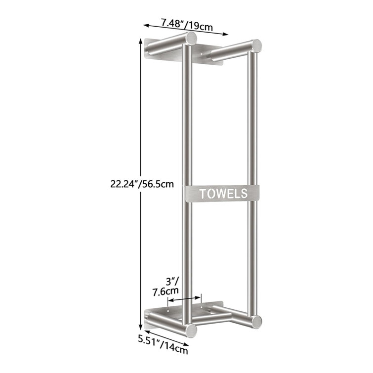 JASODI 22inch Wall Towel Rack for Rolled Towels Folded Bath Towels，Can ...