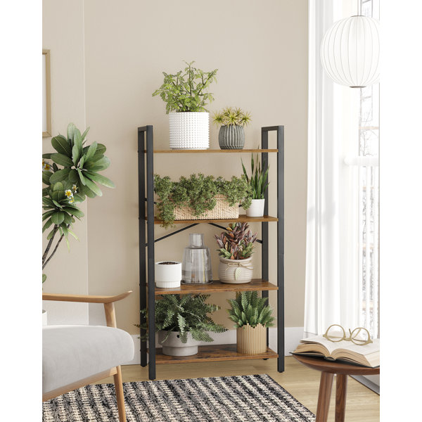 LoftDesigns 4 Tier Shelf Bookcase, Steel Frame, Free Standing Shelf For ...