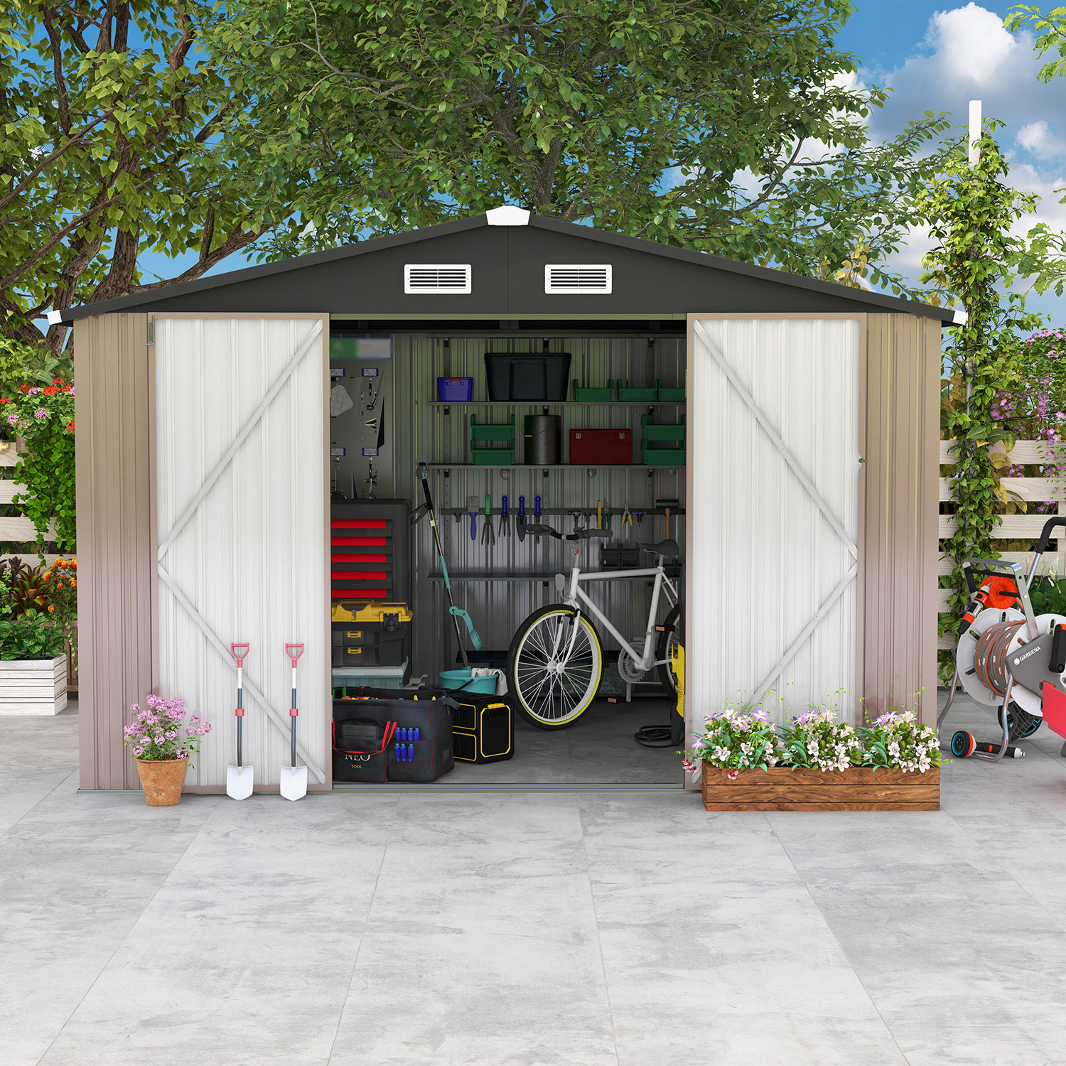 JolyDale 10 ft. W x 8 ft. D Metal Storage Shed & Reviews - Wayfair Canada