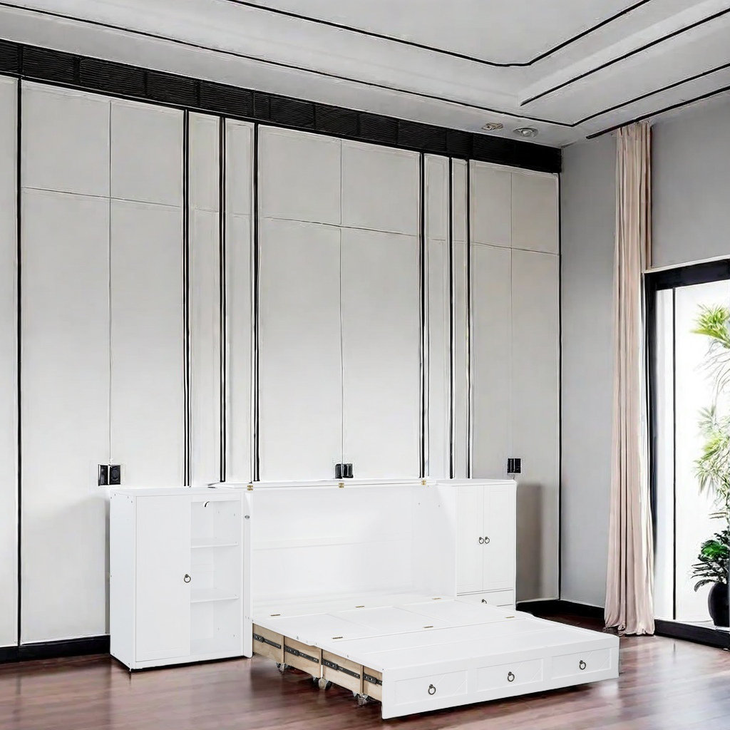 Lark Manor Murphy Bed With Usb Port, Dual Mini Wardrobes, Built-In ...