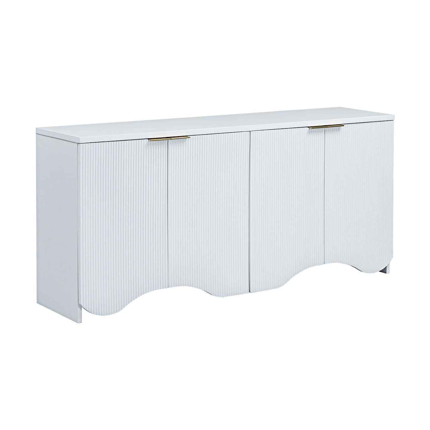 Red Barrel Studio® Vertical Stripes And Wavy Design Four-Door Cabinet ...