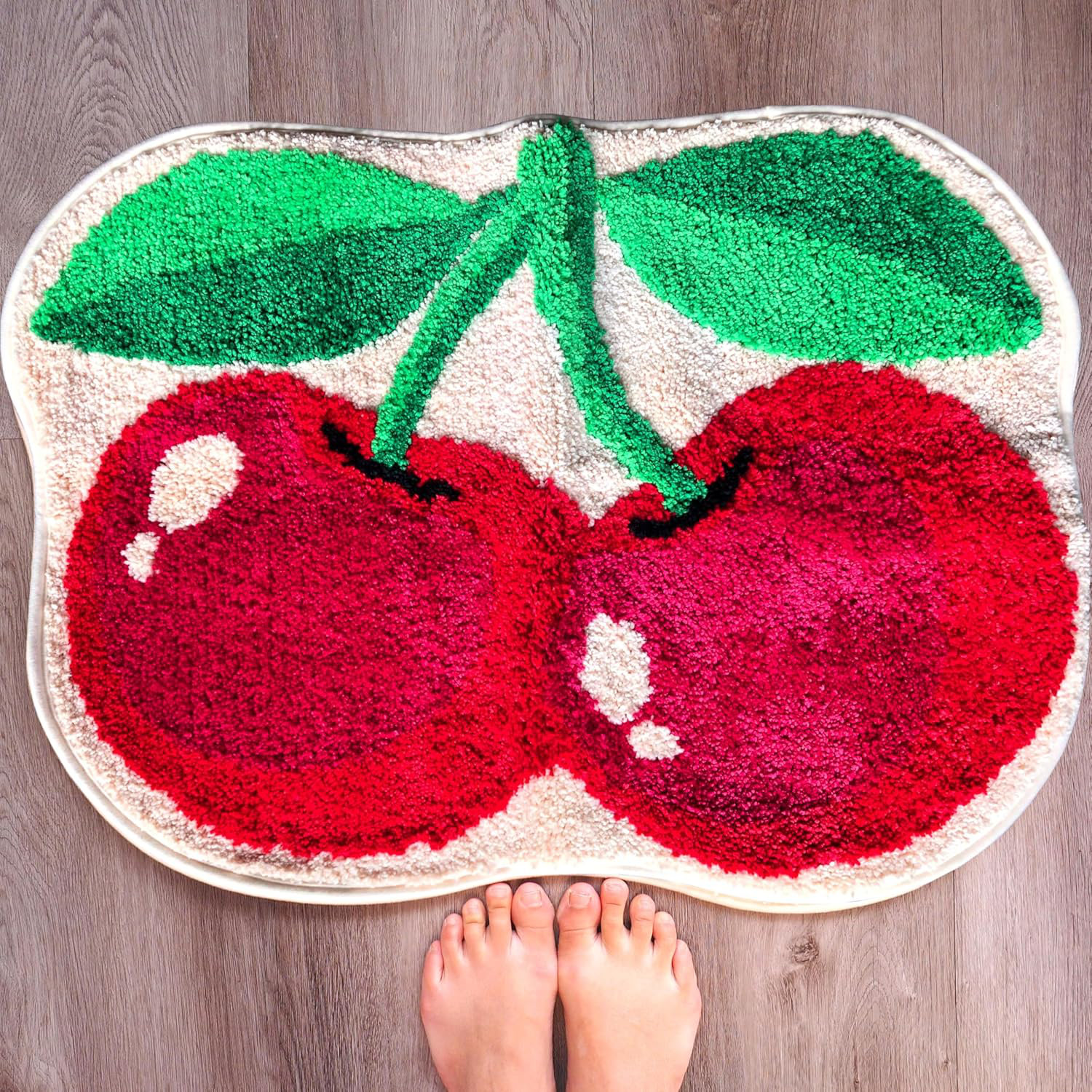 Red Barrel Studio® Cherry Rug Funny Bath Mat Red Cute Cherries Bathroom ...